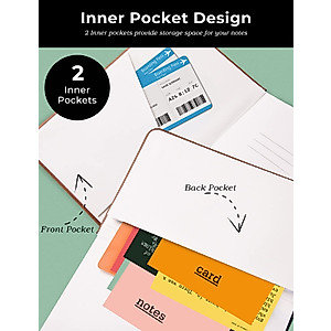 AISBUGUR Pocket Notebook Small Notebook 2-Pack, 3.5" x 5.5" Pocket Notebooks Hardcover with Thick Lined Paper, Inner Pockets, Cover Letter Embossing Design Mini Journal Notepad 1Black 1Brown Leather