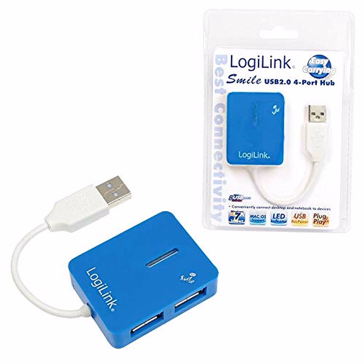 Logilink Smile 4 Port USB 2.0 Hub - Blue