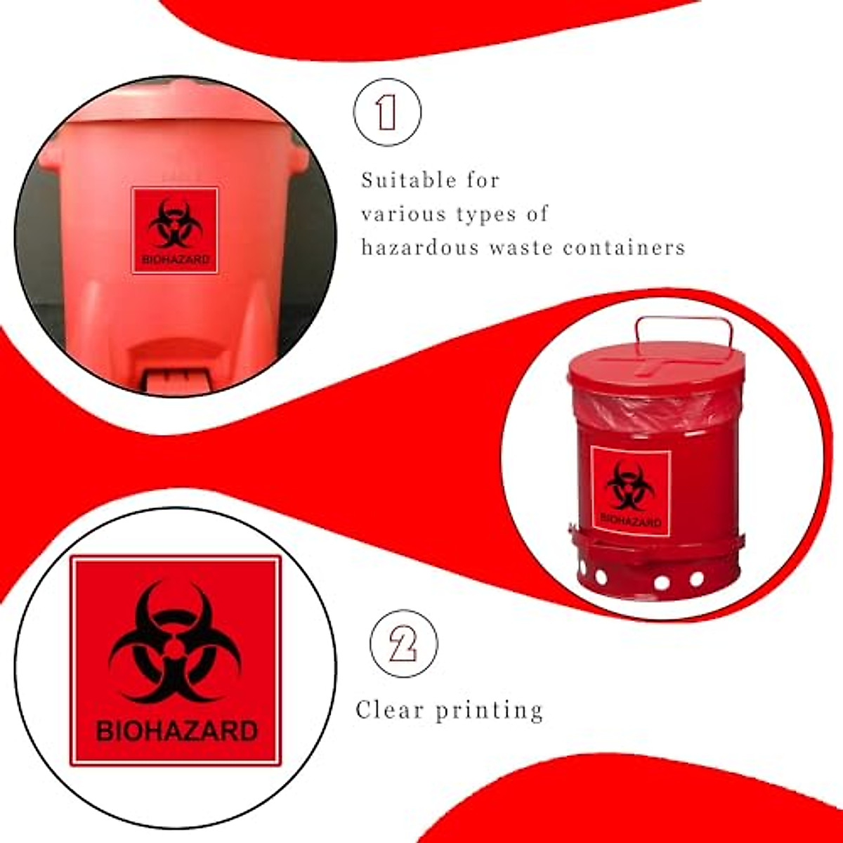 12 Pack Biohazard Stickers Sign Biohazard Warning Labels 4Inch Universal Biohazard Symbol Vinyl Waterproof Hazardous Materials Warning Stickers for Labs, Hospitals and Industrial Use