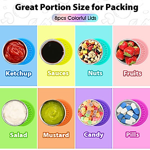 Hydream 8Pack Salad Dressing Containers To Go,1.6 oz Small Condiment Containers with Lids, Stainless Steel Condiment Cup Dipping Sauce Cups Container for Lunch Bento Box Leakproof Silicone Lids