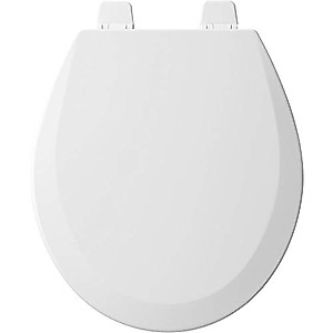 BEMIS 550TTT 000 Open Front Toilet Seat will Never Loosen and Provide the Perfect Fit, ROUND, Durable Enameled Wood, White