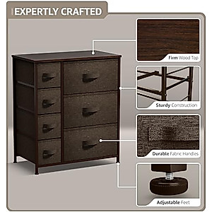 Sorbus Dresser with 7 Drawers - Chest Organizer Tower Unit with Steel Frame, Wood Top, Easy Pull Fabric Bins - Storage Furniture for Bedroom, Hallway, Closet & Office Organization