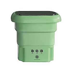 Portable Washer, Mini Washer with Spin Dry Drain Basket Drain Pipe Folding Portable Washing Bucket Drain Pipe and Drain Basket for Socks Underwear (Green)