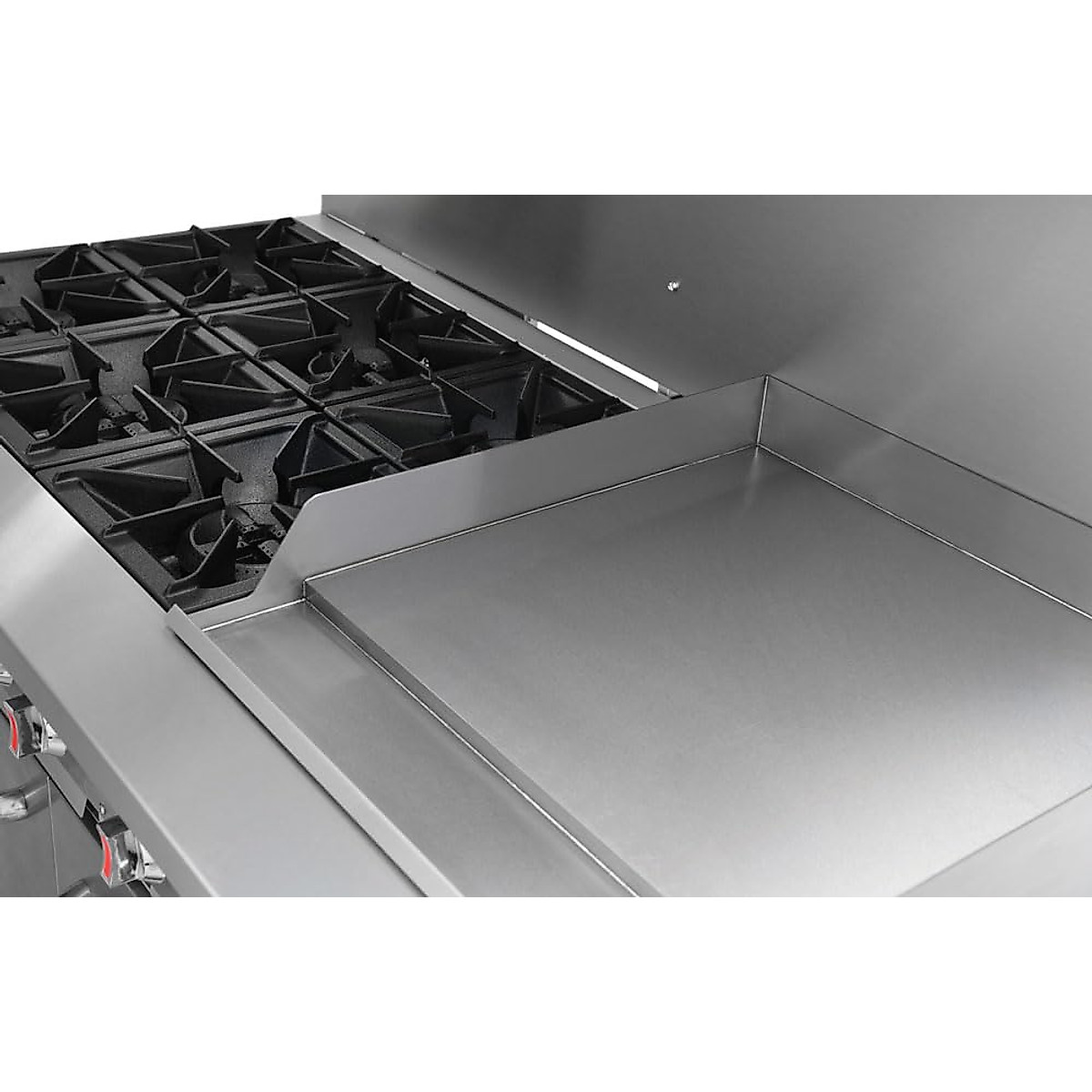 Kratos 60" Wide Commercial Gas Range with 6 Burners, 24" Wide Griddle, and Two Full Size Standard Ovens, Stainless Steel Range for Restaurants, 280,000 Total BTU Output, Natural Gas (29Y-046-NAT)