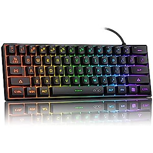 MageGee Mini 60% Gaming Keyboard, RGB Backlit 61 Key Ultra-Compact Keyboard, TS91 Ergonomic Waterproof Mechanical Feeling Office Computer Keyboard for PC, MAC, PS4, Xbox ONE Gamer(Black)