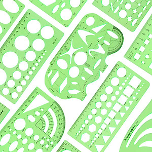 Geometric Drawings Templates Measuring Geometry Rulers 15 Pcs with 1 Pack File Bag for Design School Studying Office Building…