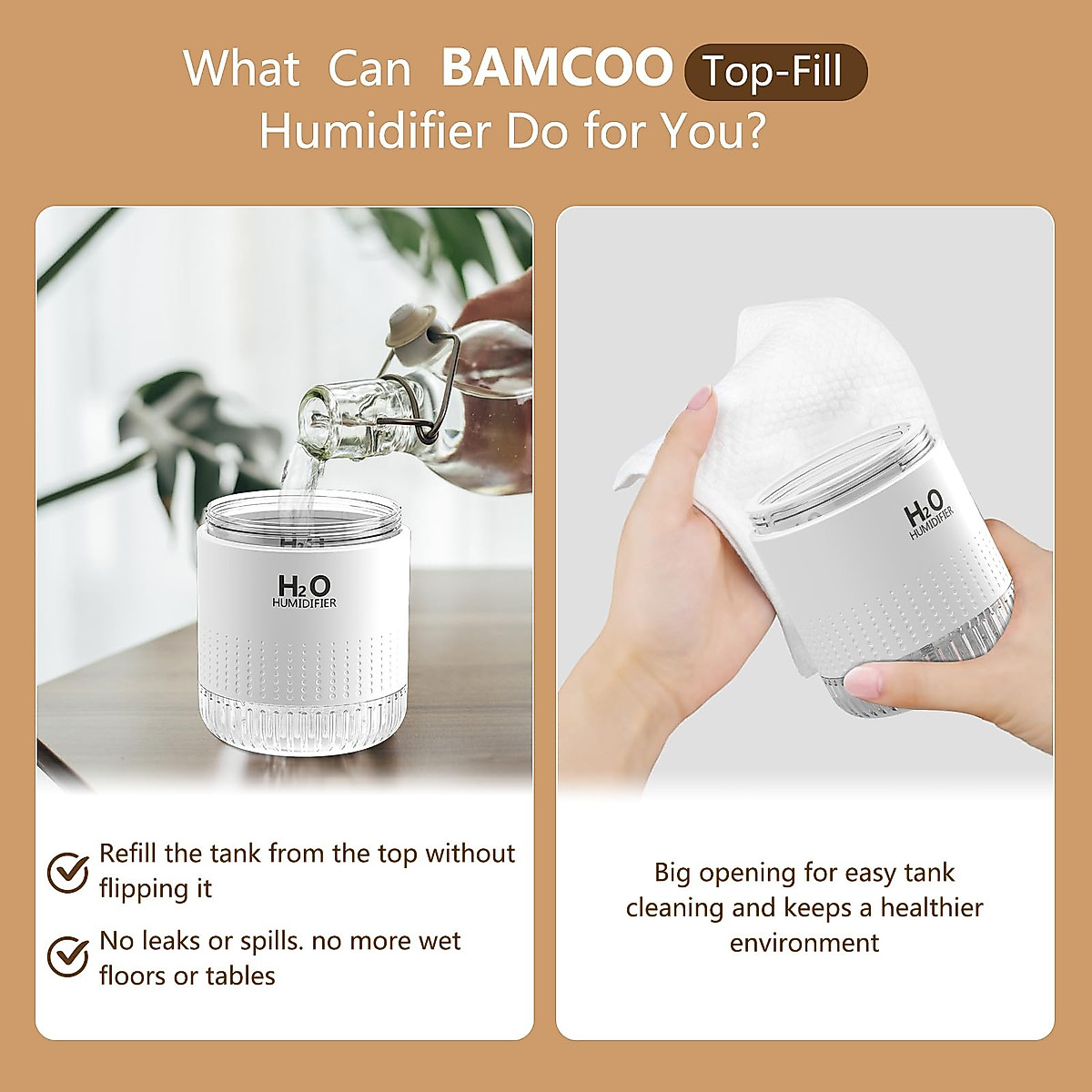 Mini Humidifiers for Bedroom 350ml Small Plants Humidifier Indoor Portable Travel Desk Cool Mist Humidifier, Auto Shut-Off 2 Mist Modes Humidificador for Bedroom Plants Travel Office Desk Car White