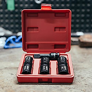 ABN Double Side Socket 4-Piece Impact Lug Nut Socket Set - 1/2 inch Drive Flip Sockets Thin Wall Tire Sockets