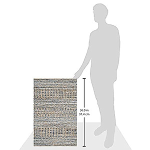 SAFAVIEH Cape Cod Collection 2' x 3' Natural / Blue CAP353A Handmade Flatweave Coastal Braided Jute Accent Rug