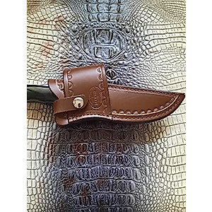 Custom Leather Cross Draw Knife Sheath for Buck 119 SPECIAL Knife, Dyed Brown, Sheath Only