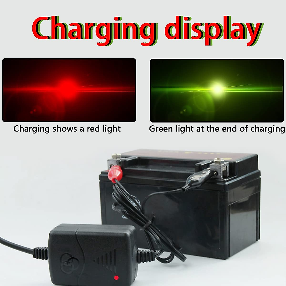 12V Sealed Lead Acid Battery Charger, 1300mA SLA Charger Adapter, Short Circuit Protection and LED Indicator Light, Automotive Accessories for Car, SUV, Tractor, Motorcycle