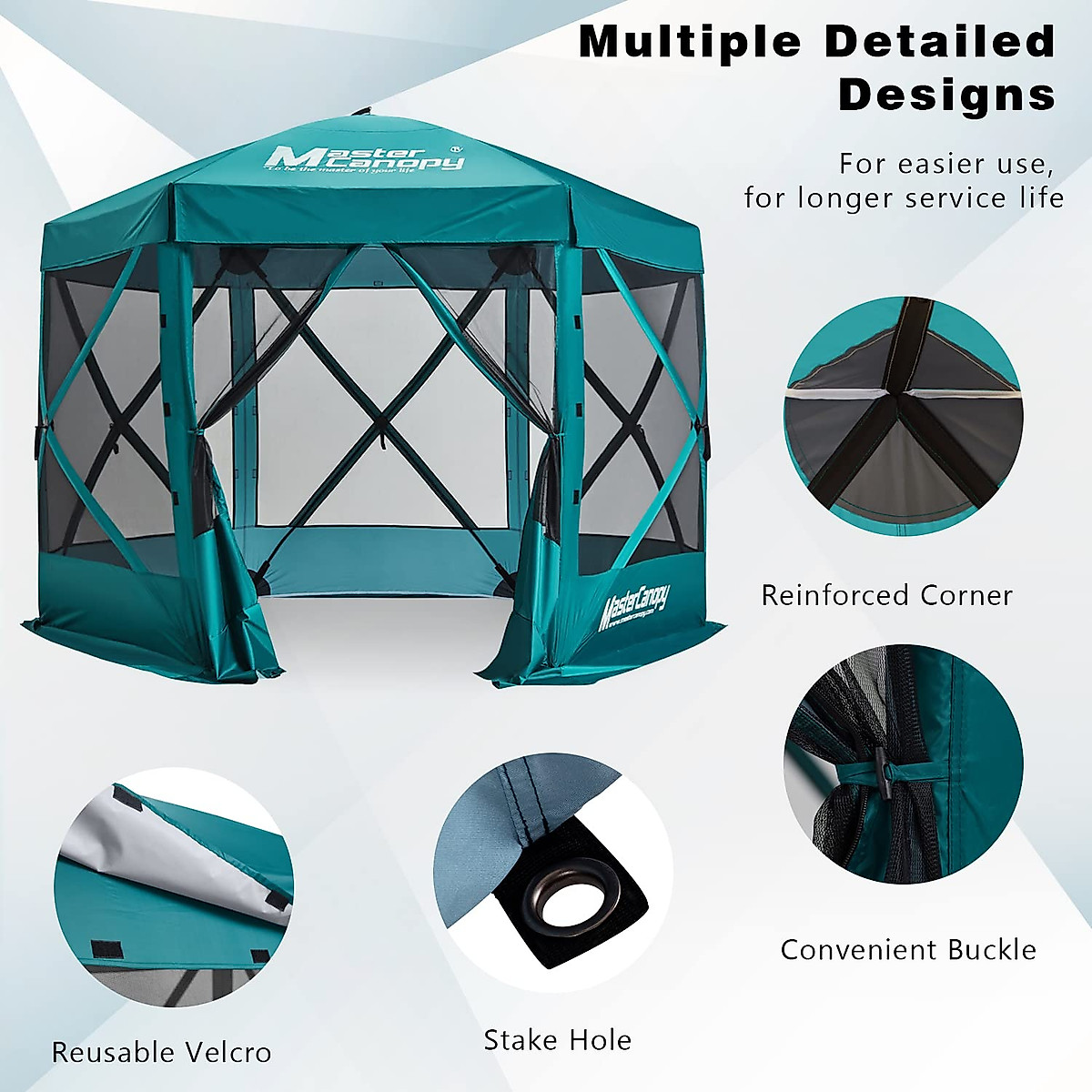 MASTERCANOPY 10x10 Portable Screen House Room Pop up Gazebo Outdoor Camping Tent with Carry Bag (10x10,Green)