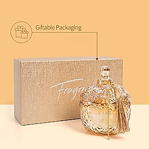 Citrus Aroma Scented Candle - Luxury Aromatherapy - Amber Crystal Glass Container - Giftable Packaging - 5.6 Oz