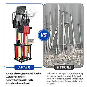 gamtrik Garden Tool Organizer Heavy Duty, Garage Organizers and Storage Hold Tools, Garage Tool Organizer Wall Mount, Yard Tool Organizer for Garage Long Handle Tools, Garden Tools, Shovels, Brooms