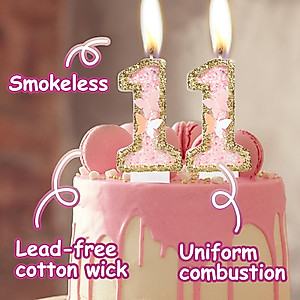 iNINGER Birthday Candle,Butterfly 16th Birthday Party Decorations for Women/Girl,Gold Pink Birthday Number 16 Candle,2.75" Large Glitter Birthday Candles Wedding Cake Topper Anniversary Party Decor