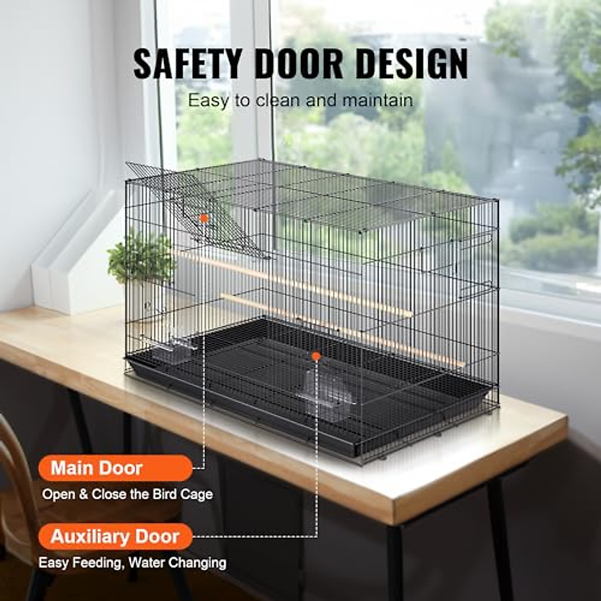 VEVOR 30 Inch Flight Bird Cage, Stackable Bird Cage Parakeet Cage with Slide-Out Tray and Handle, Small Parrots Birdcage for Cockatiels Budgies Conure Macaw Finch Lovebirds Canaries Pigeons