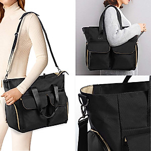 Teamoy Breast Pump Bag Compatible with Spectra S1,S2, Medela and Cooler Bag, Breast Pump Storage Tote with Laptop Sleeve (Up to 14") for Working Moms, Black(Bag ONLY)