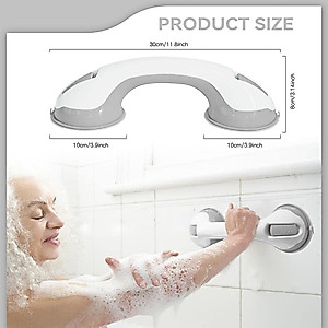 Grab Bars for Bathtubs and Showers (2 Pack) 12-inch, Shower Handles for Elderly Suction, Shower Grab Bars for Seniors, Non-Slip Suction Grab Bars for Shower, Grab Bars for Elderly for Wall