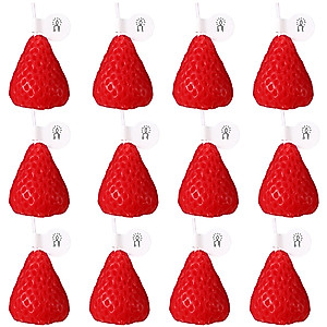 MTLEE Set of 12 Strawberry Candle Strawberries Shaped Scented Candle Mini Fruit Soy Wax Candle Decorative Cute Candle for Birthday Bath Spa Aesthetic Party Wedding Gift Home Decor Stress Relief, Red