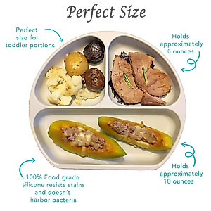 Silicone Suction Plates for Babies, Stick to High Chair Trays and Table, Divided Baby Dishes, Perfect Kids Plates, BPA Free