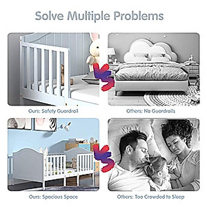 Costzon 2 in 1 Convertible Toddler Bed, Classic Wood Kids Bed w/2 Side Guardrails, Footboard for Extra Safety, Children Bed Frame Convert to Two Chairs/Sofa/Cribs, Gift for Boy Girl (White)