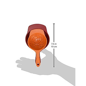 Brandobay Mini Colanders Set 2 Plastic Pack Kitchen Mesh Food Strainers Colander Handles Red Lime Green 6.5 and 7.5 Inch Strainer For Pasta Vegetables and Fruits