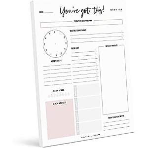 Bliss Collections Daily Planner, You've Got This, Undated Tear-Off Sheets Notepad Includes Calendar, Organizer, Scheduler for Goals, Tasks, Ideas, Notes and To Do Lists, 8.5"x11" (50 Sheets)