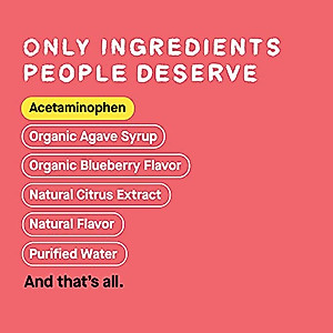 Genexa Children's Acetaminophen Pain and Fever Reducer | 160 mg per 5mL | Made with Delicious Organic Blueberry Flavor | 4 Fluid Ounces