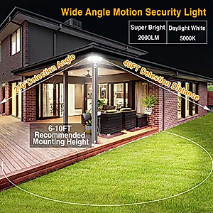 SOLLA 2000LM LED Solar Security Light Outdoor, Motion Sensor Outside Flood Light, 5000K Daylight White Waterproof Exterior Flood Lighting with 3 Adjustable Head for Yard, Driveway, Patio, Garage