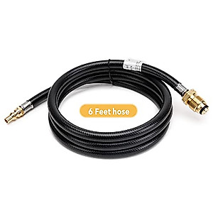 Stanbroil Propane Brass Tee Adapter Kit, 4-Port Propane Brass Tee with 6FT and 12FT Propane Extension Hose Assembly for Motorhome or RV Camping