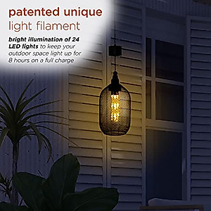 Alpine Corporation QTT391SLR-TM Solar Hanger w/White LED Light, 12", Black