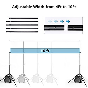 Backdrop Stand 6.5x10ft, ZBWW Photo Video Studio Adjustable Backdrop Stand for Parties, Wedding, Photography, Advertising Display