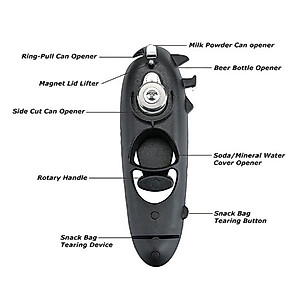8 in 1 Can Opener Manual with Magnet, Handheld Can Opener with Long handle rotating rod, very Effort-Saving, Can easily open various cans, Suitable for outdoor camping and a gift for the elderly.