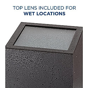 Outdoor 6 in. Square Cast Aluminum Modern Cylinder with Up and Down Light Wall Lantern Antique Bronze