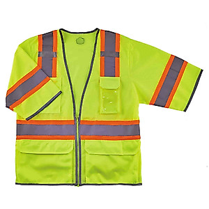 Ergodyne - 24169 Reflective Safety Vest, ANSI Class 3, Hi Vis Two Tone, 6 Easy Access Pockets, GloWear 8346Z,Lime, 4X-Large-5X-Large
