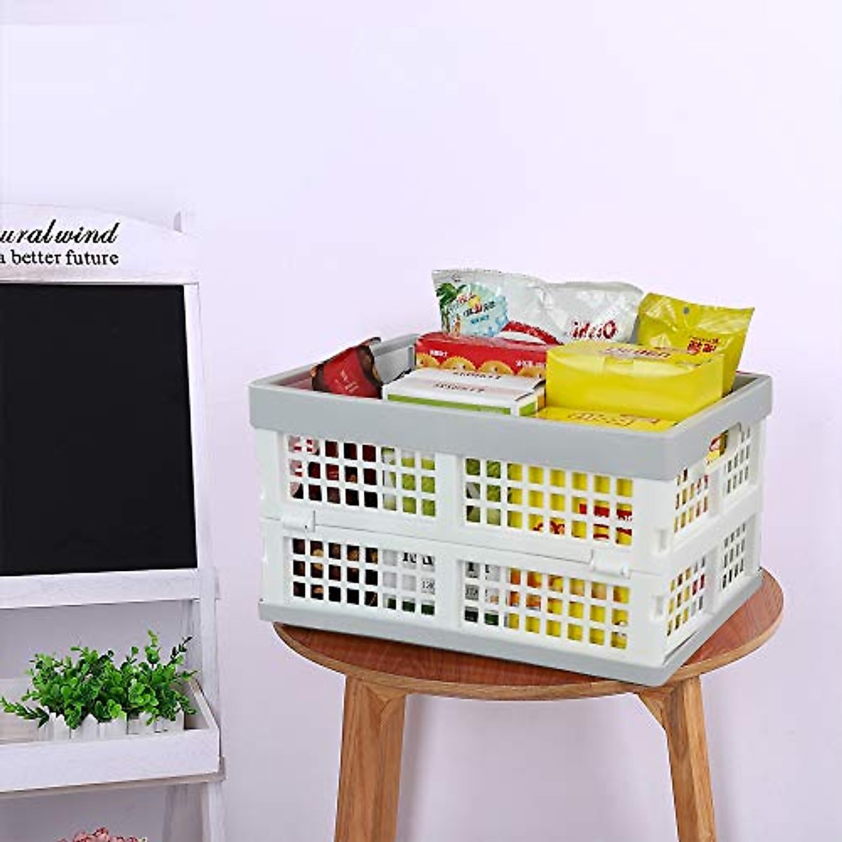Kiddream Set of 3 Collapsible Storage Bin, 15 Liter Plastic Folding Crates Stackable
