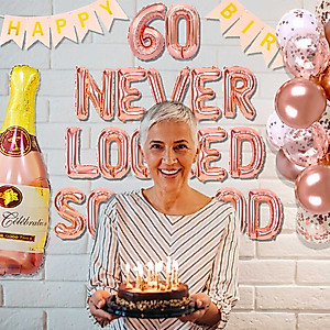 Rose Gold 60 Never Looked So Good Decoration Banner Women Birthday Gift 60th Birthday Decoration 60th Birthday Party Supplies 60th Birthday Gifts for Her