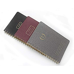 Eccolo 6x8 Wirebound Notebook, Flexible Faux Leather Covers, 192 Cream Lined Pages, Oxford Black