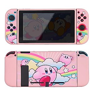 TIKOdirect Protective Case for Nintendo Switch, Soft Full Skin Protective Cover with Pretty Cute Pattern, Silicone Slim Shockproof Back and Grip Case for Switch, Kirby