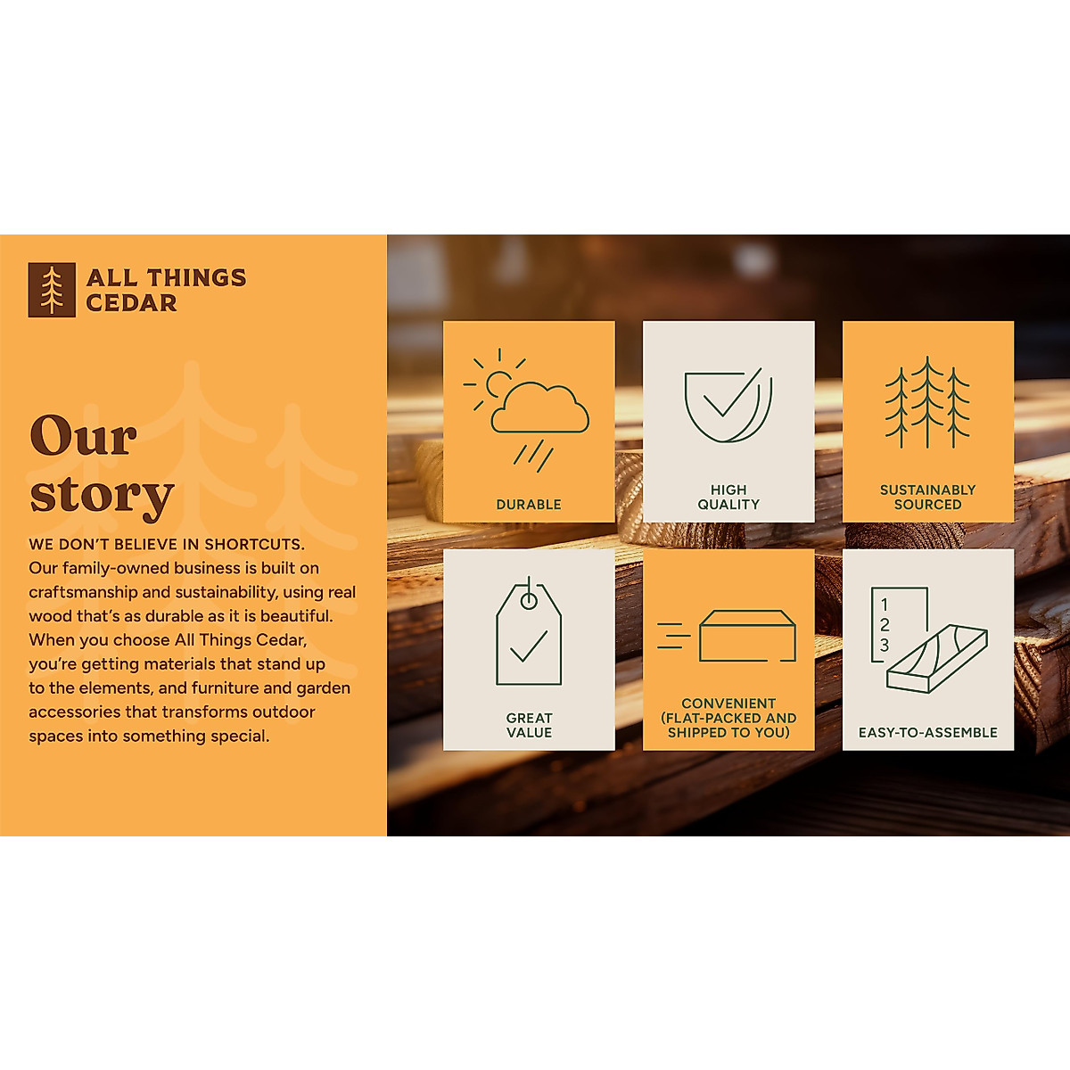 All Things Cedar FA20-Set Adirondack 2-Piece Cedar Folding Chair and Table Outdoor Set | Untreated Western Red Cedar | Handcrafted with Sanded Finish | Portable for Patio, Lawn, Beach, or Wilderness