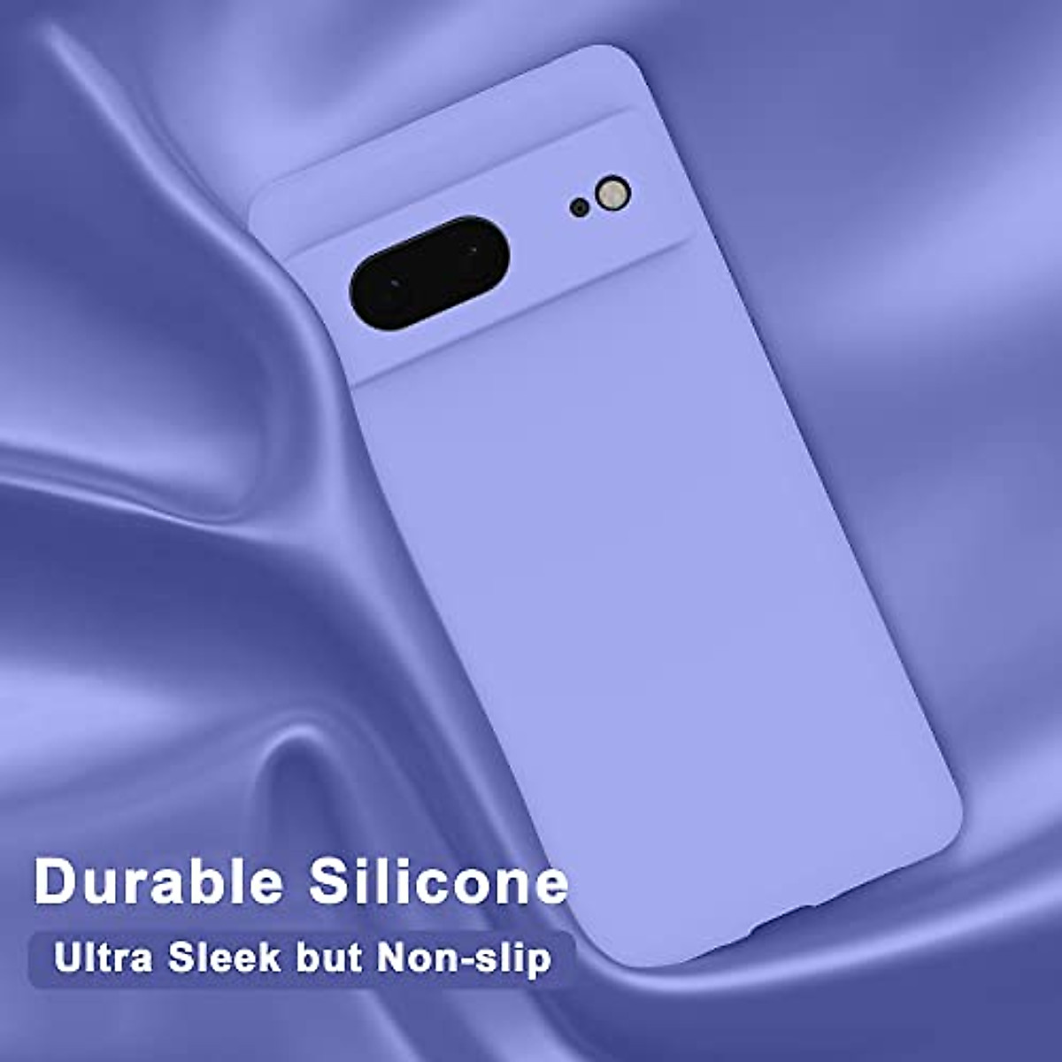 WRJ for Google Pixel 7 Case,Shockproof Liquid Silicone Cover [Upgraded Camera Protection] Slim Fit with Microfiber Lining-Elegant Purple