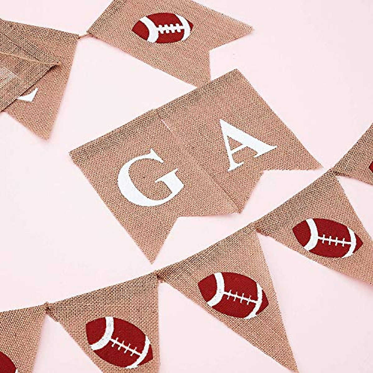 2 Pieces Football Game Time Banner Football Bunting Banner Sports Burlap Banner Rustic Football Decoration for Football Theme Baby Shower Gender Reveal Party