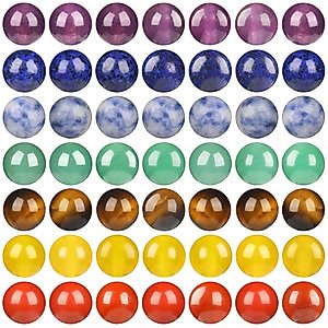 7 Chakra Natural Stone Beads 8mm 100pcs Round Crystal Beads Loose Gemstone Multi Color Mixed with Crystal Stretch Cord for DIY Bracelet Necklace Earrings Jewelry Making (7-Chakra Beads, 8MM)