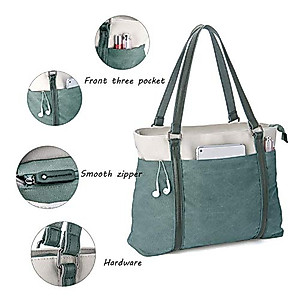 Wxnow Tote Bag for Women, Canvas Shoulder Bags Large Tote Bag Teacher Work 15.6 Laptop Bags Handbag Purse, Green