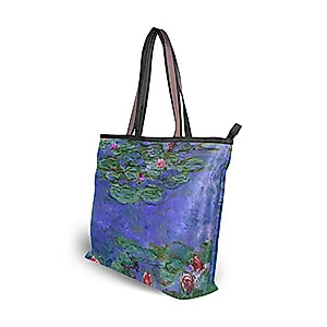 Women's Tote Shoulder Bag Claude Monet Water Lilies Top Handle Bag Handbag