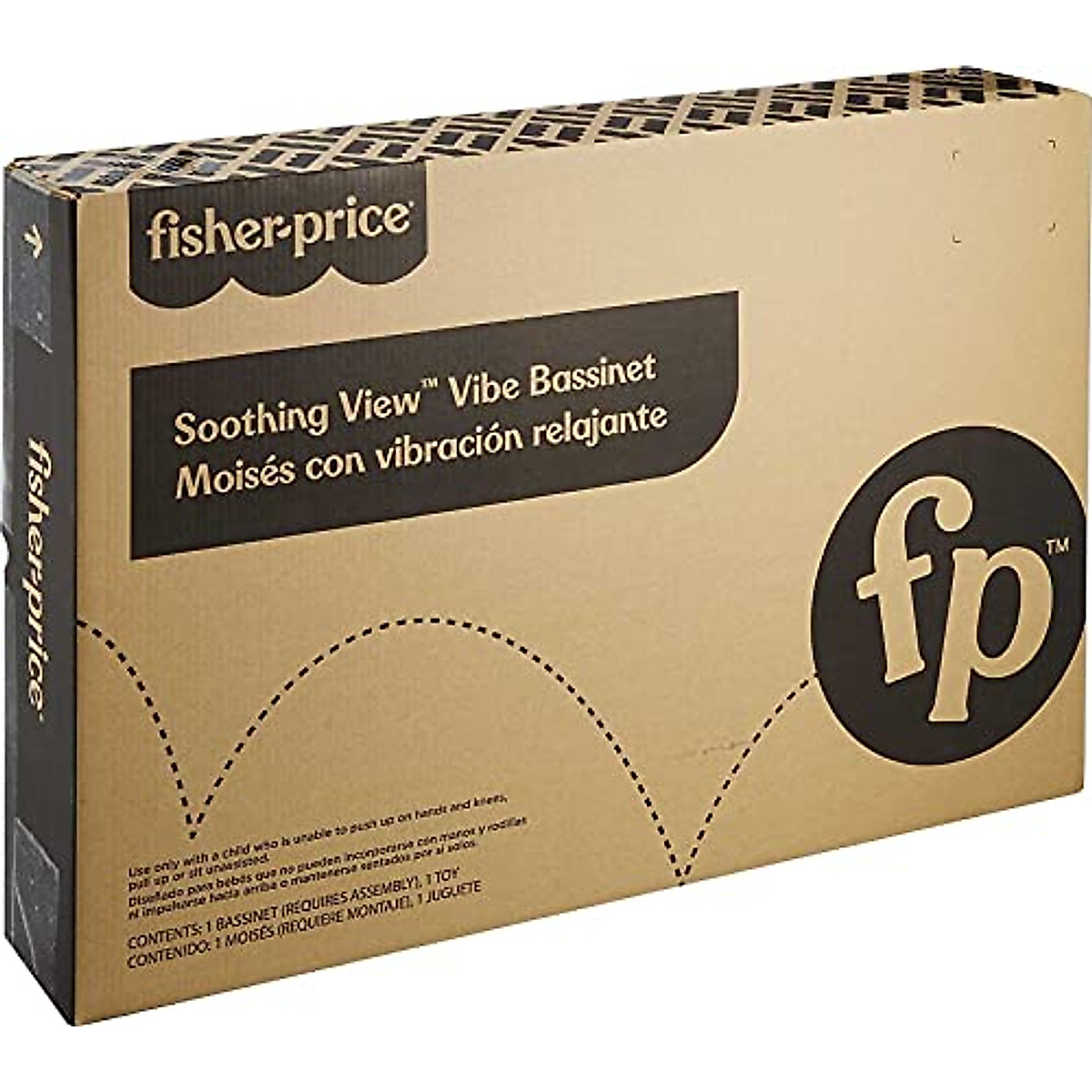 Fisher-Price Baby Crib Soothing View Vibe Bassinet Portable Cradle with Music Vibrations and Slim Fold for Travel, Hearthstone