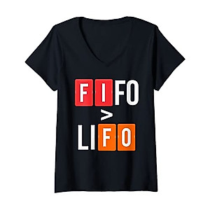 Womens FIFO LIFO Math Accountant Finance CPA Bookkeeper Funny Cute V-Neck T-Shirt