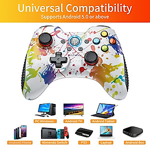 EasySMX Wireless Gaming Controller for Windows 7 8 10 11 PC/PS3/Android/Switch/Steam Deck, Dual-Vibrate Gamepad Joystick Computer Game Controller With Turbo, 14 Hours Working Battery