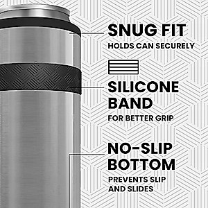 Elemental Insulated Slim Can Cooler, Triple Wall Stainless Steel Skinny Can Cooler - Drink Cooler Insulator for 12oz Skinny Seltzers, Beer, Soda Cans - Brushed Steel