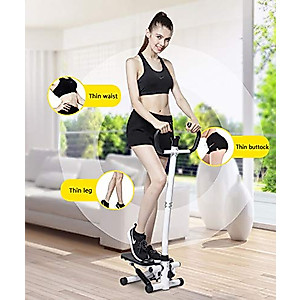MAD HORNETS Step Fitness Machines Stair Stepper Machine with Handlebar Stair Stepper Fitness Workout Exercise Machine Cardio Equipment with Handle Bar and Digital Display and Resistance Bands